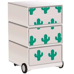 PAPERFLOW easyBox Tropical Rollcontainer weiß, bunt 4 Auszüge 39,0 x 43,6 x 64,2 cm