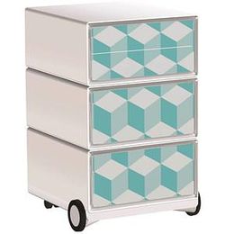 PAPERFLOW easyBox Vintage Rollcontainer weiß, bunt 4 Auszüge 39,0 x 43,6 x 64,2 cm