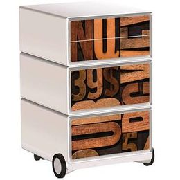 PAPERFLOW easyBox Industrial Rollcontainer weiß, bunt 4 Auszüge 39,0 x 43,6 x 64,2 cm