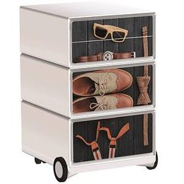 PAPERFLOW easyBox Classic Chic Rollcontainer weiß, bunt 4 Auszüge 39,0 x 43,6 x 64,2 cm