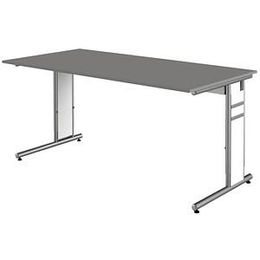 Kerkmann Priola höhenverstellbarer Schreibtisch grafit rechteckig, C-Fuß-Gestell silber 160,0 x 80,0 cm