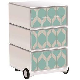 PAPERFLOW easyBox Vintage Rollcontainer weiß, bunt 4 Auszüge 39,0 x 43,6 x 64,2 cm