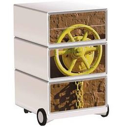 PAPERFLOW easyBox Industrial Rollcontainer weiß, bunt 4 Auszüge 39,0 x 43,6 x 64,2 cm