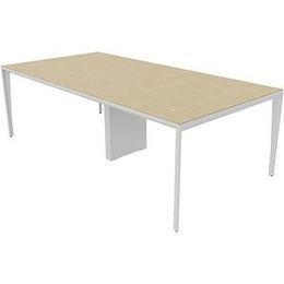 Quadrifoglio Konferenztisch X5 eiche rechteckig, 4-Fuß-Gestell weiß, 240,0 x 120,0 x 75,0 cm
