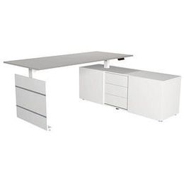 Kerkmann Move 3 elektrisch höhenverstellbarer Schreibtisch lichtgrau, weiß rechteckig, Wangen-Gestell weiß 180,0 x 80,0 cm