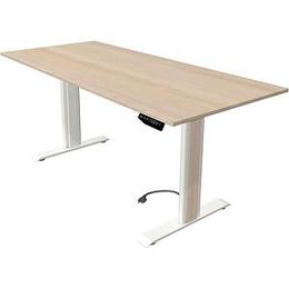 Kerkmann Move 1 advance elektrisch höhenverstellbarer Schreibtisch ahorn rechteckig, T-Fuß-Gestell weiß 180,0 x 80,0 cm