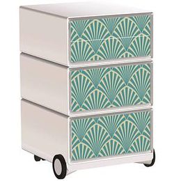 PAPERFLOW easyBox Tropical Rollcontainer weiß, bunt 4 Auszüge 39,0 x 43,6 x 64,2 cm