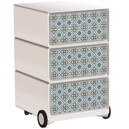 PAPERFLOW easyBox Vintage Rollcontainer weiß, bunt 4 Auszüge 39,0 x 43,6 x 64,2 cm