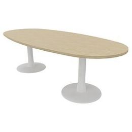 Quadrifoglio Konferenztisch Idea+ eiche oval, Säulenfuß weiß, 240,0 x 110,0 x 74,0 cm