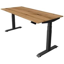 Kerkmann Move 4 elektrisch höhenverstellbarer Schreibtisch eiche rechteckig, T-Fuß-Gestell grau 180,0 x 80,0 cm