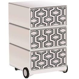 PAPERFLOW easyBox Vintage Rollcontainer weiß, bunt 4 Auszüge 39,0 x 43,6 x 64,2 cm