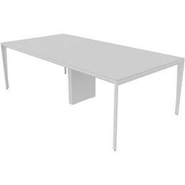 Quadrifoglio Konferenztisch X5 lichtgrau rechteckig, 4-Fuß-Gestell weiß, 240,0 x 120,0 x 75,0 cm