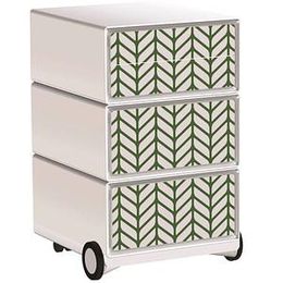PAPERFLOW easyBox Tropical Rollcontainer weiß, bunt 4 Auszüge 39,0 x 43,6 x 64,2 cm