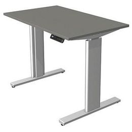 Kerkmann Move 3 tube elektrisch höhenverstellbarer Schreibtisch grafit rechteckig, T-Fuß-Gestell silber 100,0 x 60,0 cm