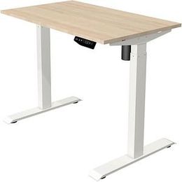 Kerkmann Move 1 elektrisch höhenverstellbarer Schreibtisch ahorn rechteckig, T-Fuß-Gestell weiß 100,0 x 60,0 cm