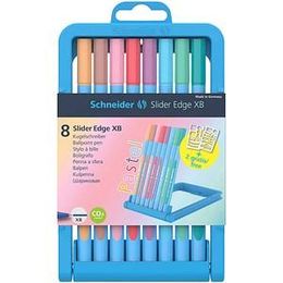 Schneider Kugelschreiber Slider Edge XB Pastell hellblau/dunkelblau, Schreibfarbe: farbsortiert, 8 St.