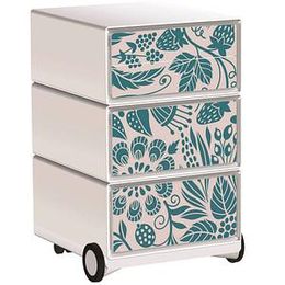 PAPERFLOW easyBox Garden Factory Rollcontainer weiß, bunt 4 Auszüge 39,0 x 43,6 x 64,2 cm