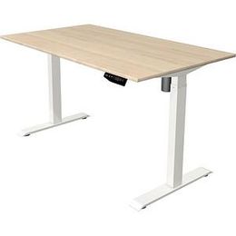Kerkmann Move 1 elektrisch höhenverstellbarer Schreibtisch ahorn rechteckig, T-Fuß-Gestell weiß 140,0 x 80,0 cm
