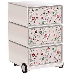 PAPERFLOW easyBox Garden Factory Rollcontainer weiß, bunt 4 Auszüge 39,0 x 43,6 x 64,2 cm