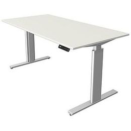 Kerkmann Move 3 tube elektrisch höhenverstellbarer Schreibtisch weiß rechteckig, T-Fuß-Gestell silber 160,0 x 80,0 cm