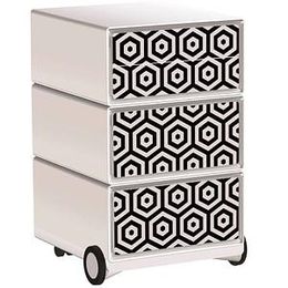 PAPERFLOW easyBox Black & White Rollcontainer weiß, schwarz 4 Auszüge 39,0 x 43,6 x 64,2 cm