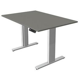 Kerkmann Move 3 tube elektrisch höhenverstellbarer Schreibtisch grafit rechteckig, T-Fuß-Gestell silber 120,0 x 80,0 cm