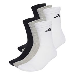 adidas Performance Sportsocken 'Cushioned Crew 6 Pairs' Herren Größe 49/51 graumeliert / schwarz / weiß