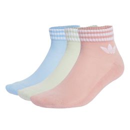 adidas originals Socks '3-Stripes Ankle 3 Pairs' female Blue, Yellow, Pink size 34-36