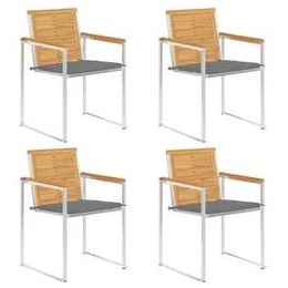 vidaXL 4x Teak Massiv Gartenstuhl mit Kissen Stapelbar Essstuhl Stapelstuhl Stapelsessel Gartenmöbel Stuhl Stühle Sessel Terrassenstuhl Balkonstuhl