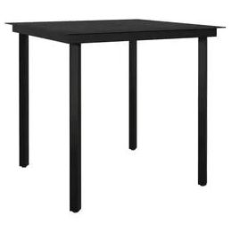 vidaXL Garten-Esstisch Schwarz 80x80x74 cm Stahl und Glas