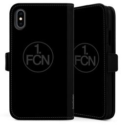 DeinDesign iPhone X Handy Klapph&uuml;lle Handyh&uuml;lle aus Kunst Leder schwarz Flip Case 1. Fcn 1. Fc N&uuml;rnberg Logo Sideflip mit langer Lasche