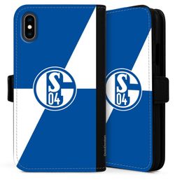 DeinDesign iPhone X Handy Klapph&uuml;lle Handyh&uuml;lle aus Kunst Leder schwarz Flip Case Official Licensed Product Fc Schalke 04 Bundesliga Sideflip mit langer Lasche