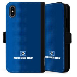 DeinDesign iPhone X Handy Klapph&uuml;lle Handyh&uuml;lle aus Kunst Leder schwarz Flip Case Hsv Logo Official Licensed Product Sideflip mit langer Lasche