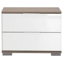 Nachtkommode wimex "Easy", braun (struktureichefarben hell, weißglas), B:52cm H:40cm T:38cm, Sideboards