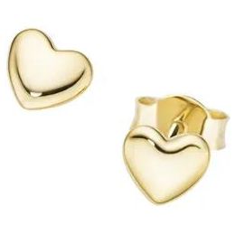 Paar Ohrstecker Luigi Merano "mit kleinen Herzen, bombiert, Gold 375", gold, Ohrringe, Damen, Gelbgold 375