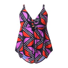 Ulla Popken Tankini 'Judith' Damen Größe 6XL lila / rot / schwarz / weiß