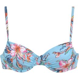 Lascana Damen B&uuml;gel-Bikini-Top, hellblau-bedruckt, Gr&ouml;&szlig;e 42B