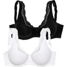 petite fleur by Lascana Damen B&uuml;gel-BH, wei&szlig;+schwarz, Gr&ouml;&szlig;e 100D