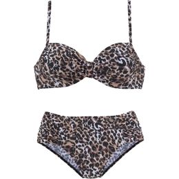Lascana Damen B&uuml;gel-Bikini, braun-bedruckt, Gr&ouml;&szlig;e 38B