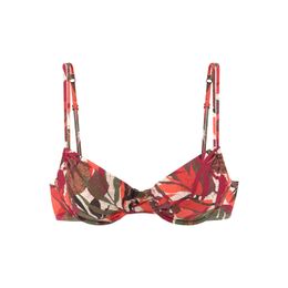 Lascana Damen B&uuml;gel-Bikini-Top, rot bedruckt, Gr&ouml;&szlig;e 44C