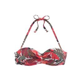 Lascana Damen B&uuml;gel-Bandeau-Bikini-Top, rot bedruckt, Gr&ouml;&szlig;e 36B