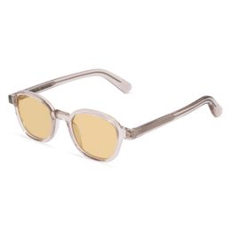 Fielmann MF 049 SUN CL BEN | Unisex-Sonnenbrille | Fassung: Vollrand, Panto, Acetat, Beige Transparent | Glasfarbe: Gelb