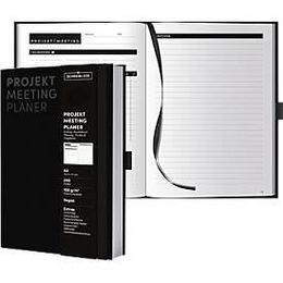 Korsch Projekt- und Meetingplaner, DIN A5, 200 Seiten, FSC-Papier, Leinenstruktur, Farbschnittkante, Gummiband & Stiftehalter, schwarz