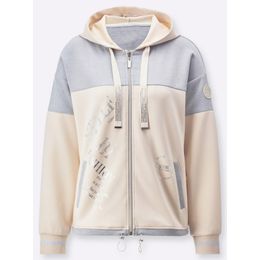sheego Gro&szlig;e Gr&ouml;&szlig;en Sweatjacke im softweichen Modal-Mix, silberfarben-elfenbein, Gr&ouml;&szlig;e 46 - Damen