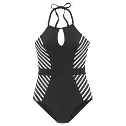 Lascana Damen Badeanzug, schwarz-wei&szlig;-goldfarben, Gr&ouml;&szlig;e 42C/D