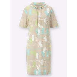 WITT Damen Shirtkleid mit Buchstaben-Druck, sand-mint-bedruckt, Gr&ouml;&szlig;e 50
