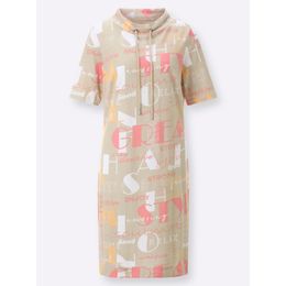 WITT Damen Shirtkleid mit Buchstaben-Druck, sand-flamingo-bedruckt, Gr&ouml;&szlig;e 44