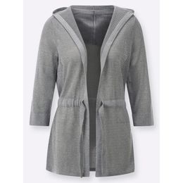 WITT Damen Ajourstrickjacke mit Glanzgarn, steingrau, Gr&ouml;&szlig;e 40