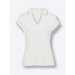 Heine Witt Damen Poloshirt mit Ripp-Struktur, ecru, Gr&ouml;&szlig;e 38