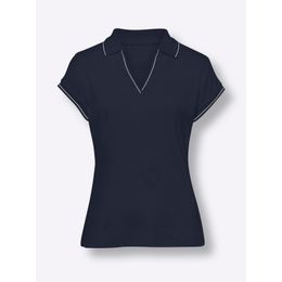 Heine Witt Damen Poloshirt mit Ripp-Struktur, marine, Gr&ouml;&szlig;e 34
